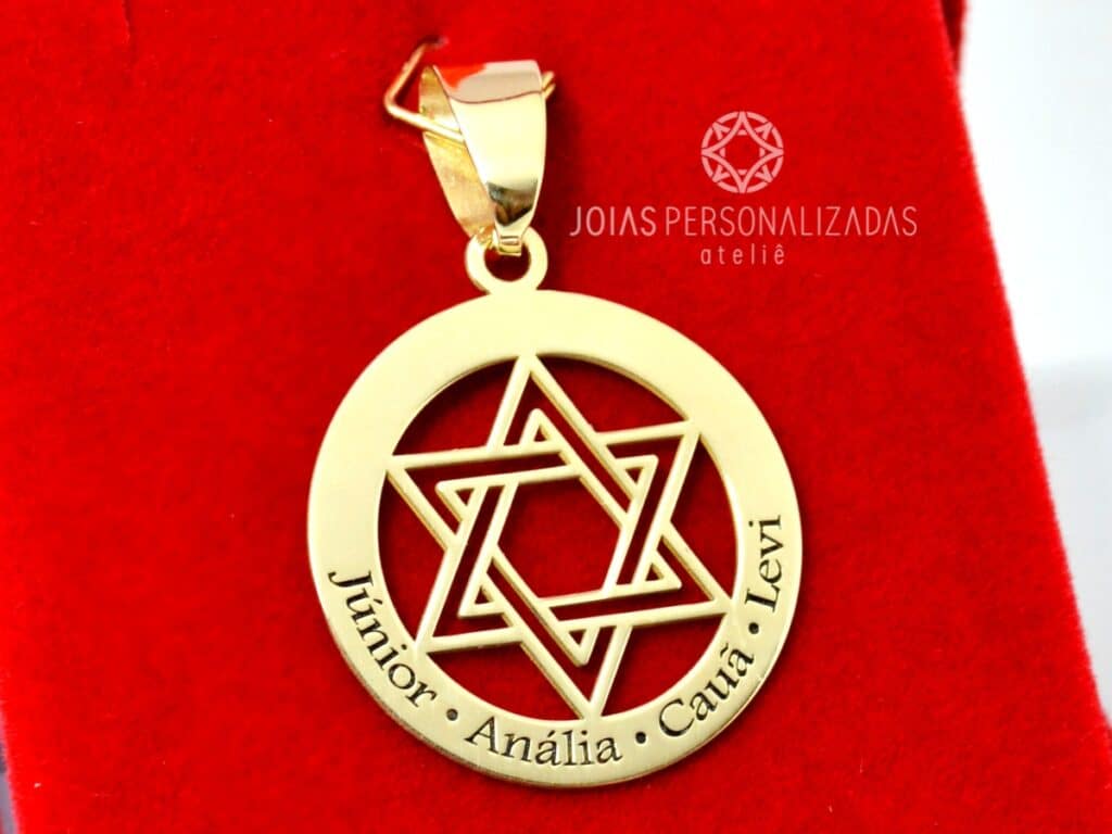 Pingente Estrela de Davi Personalizado - Ouro 18k - Joias Personalizadas